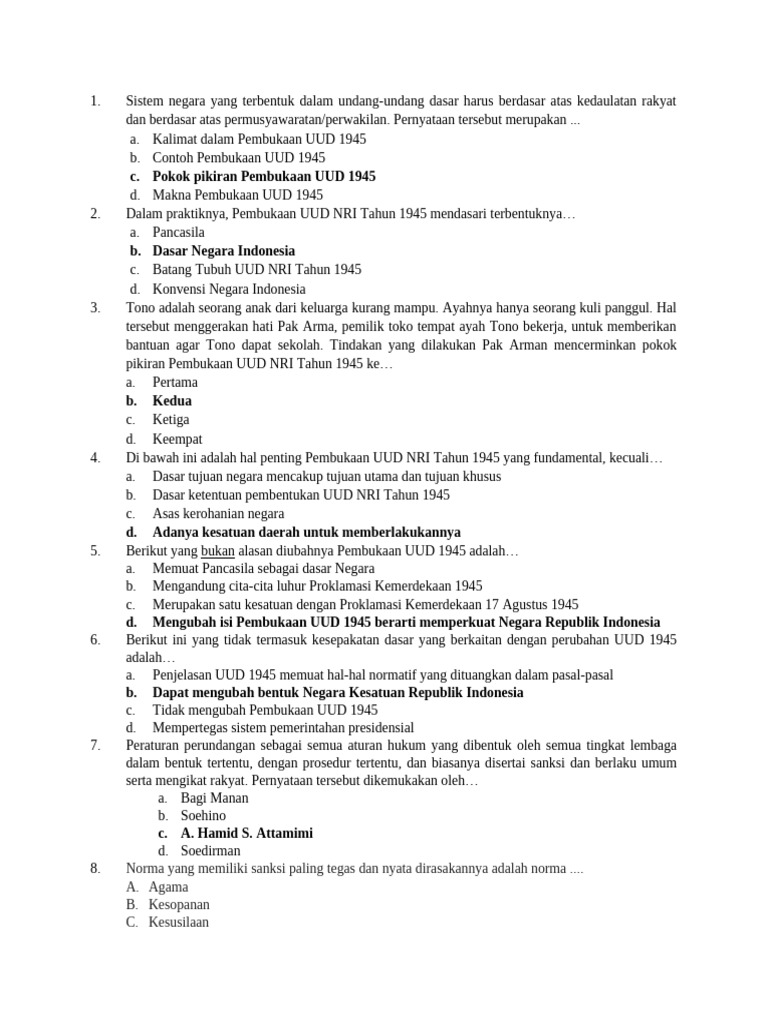 Soal PKN Kelas 8 PAS Ganjil 1819 | PDF