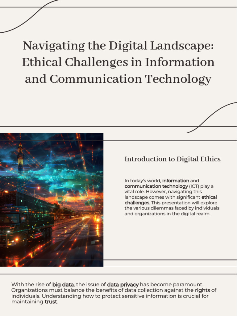 Slidesgo Navigating The Digital Landscape Ethical Challenges in Information and Communication ...