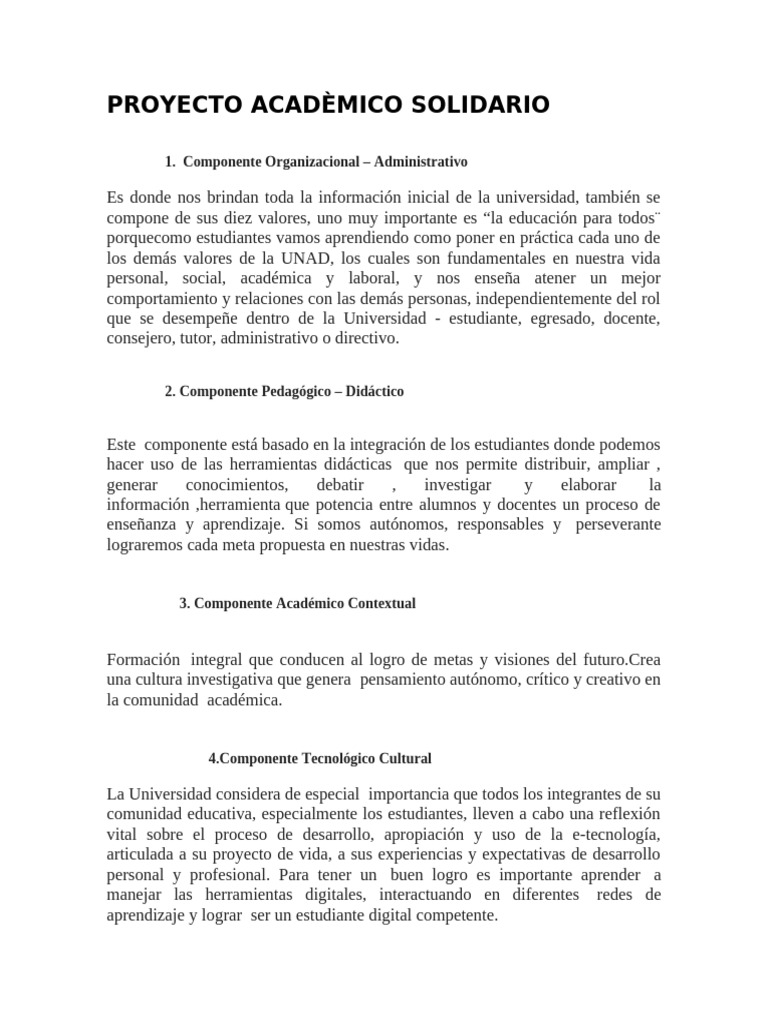 Proyecto Acadèmico Solidario | PDF