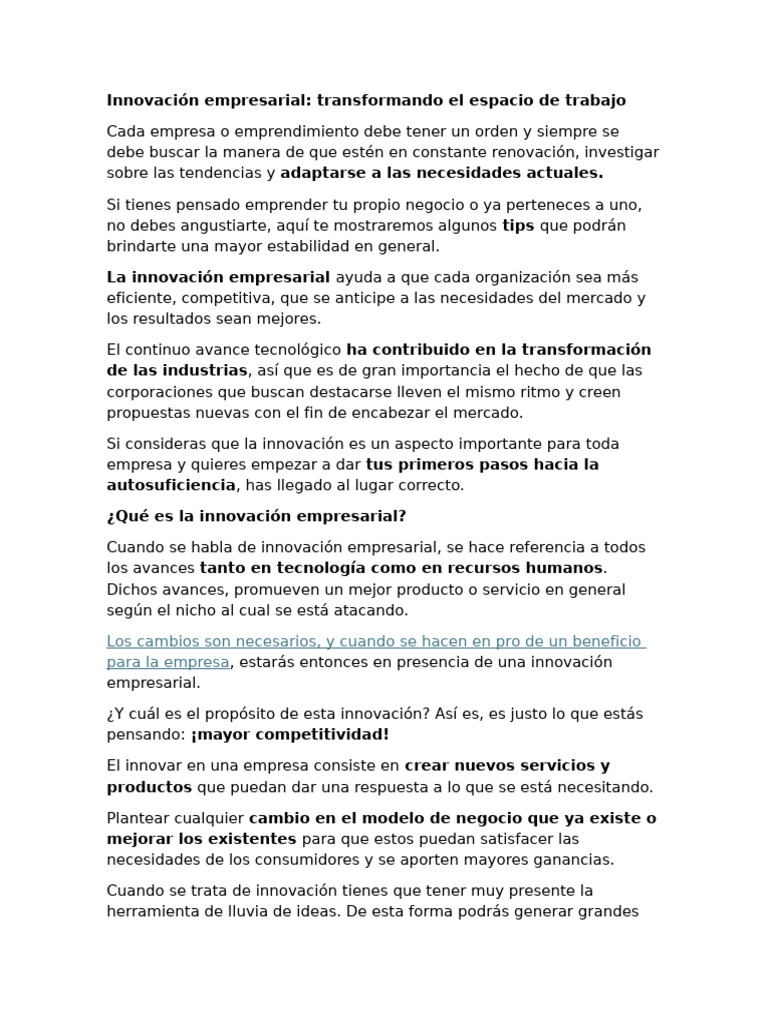 Innovación Empresarial | PDF