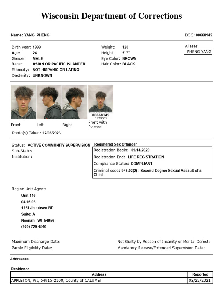 Offender Detail - 00683977 PHENG YANG | PDF