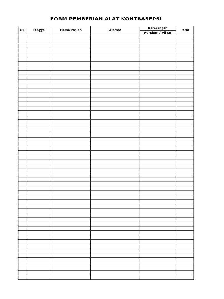 Form Data Alat Kontrasepsi | PDF