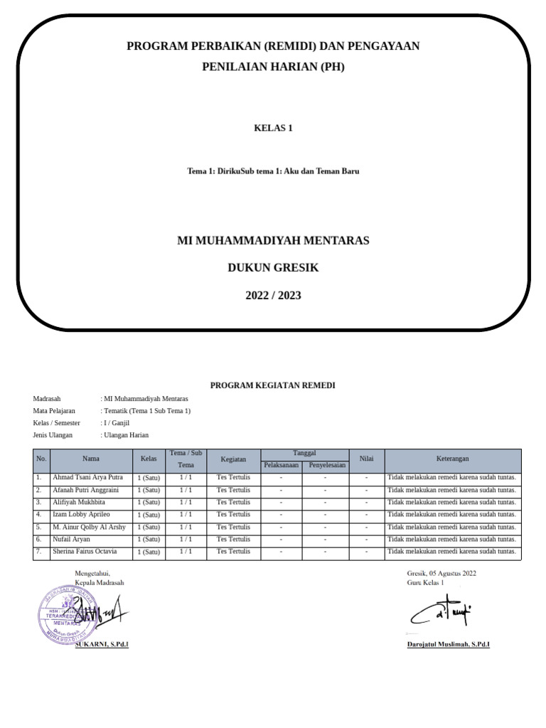 Program Perbaikan | PDF