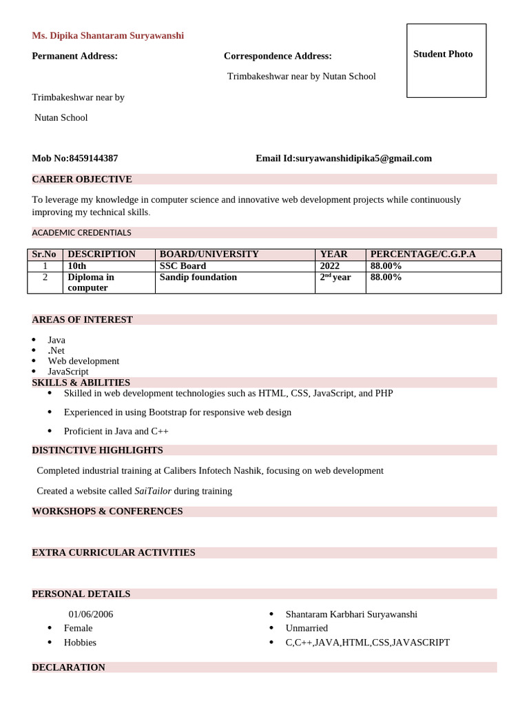 Sample Resume Format[1] | PDF