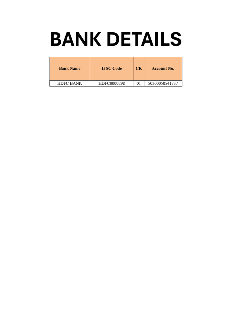 Bank Details Sample | PDF