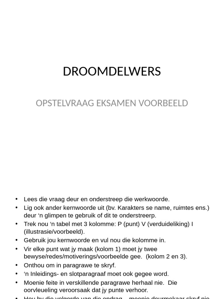 Droomdelwers Power Point | PDF