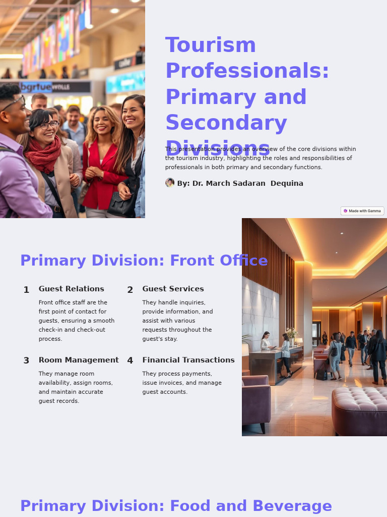 Tourism Professionals Primary and Secondary Divisions | PDF ...