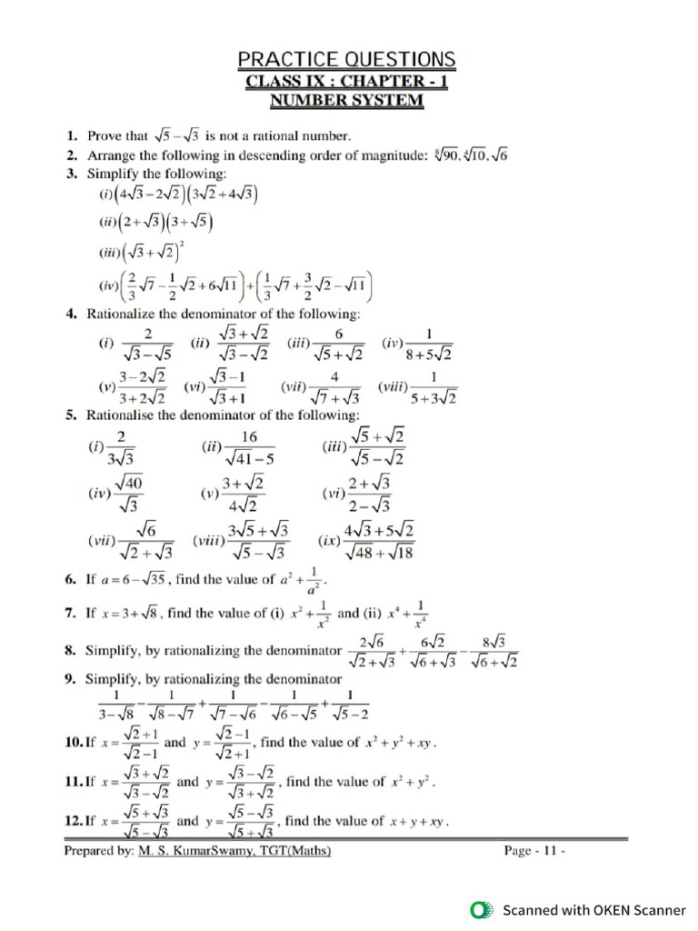 Revision Sheet (Number System)_1 | PDF