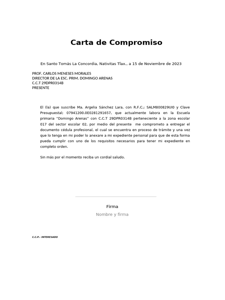 Carta Compromiso | PDF