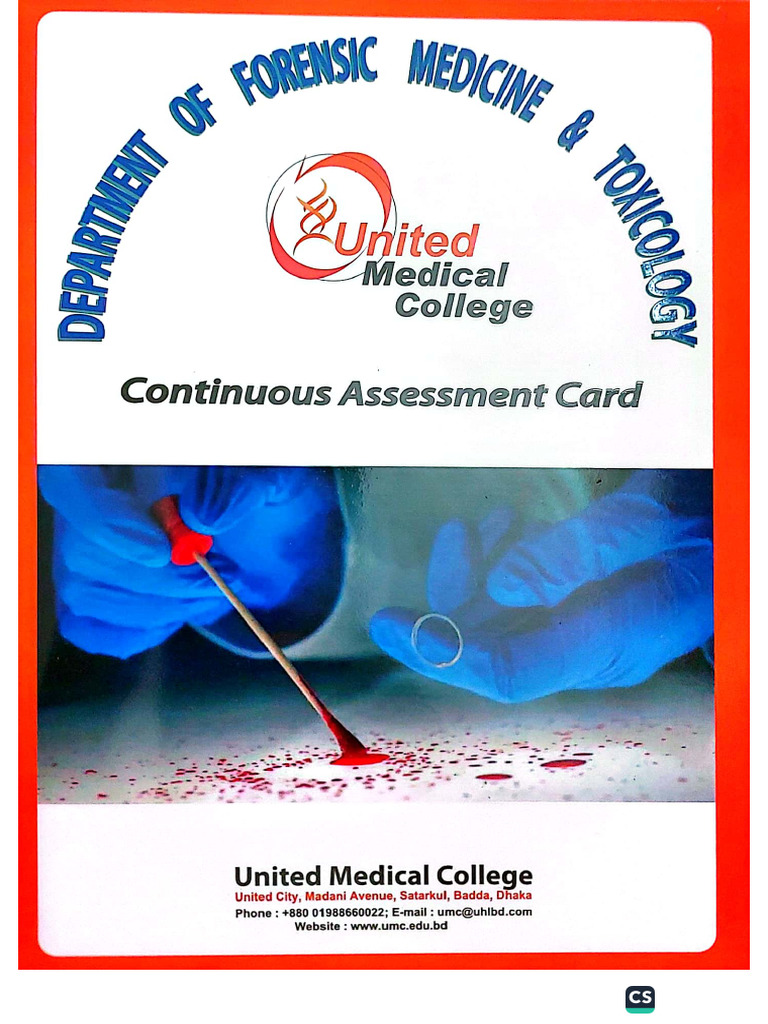 Forensic Medicine and Toxicology Card | PDF