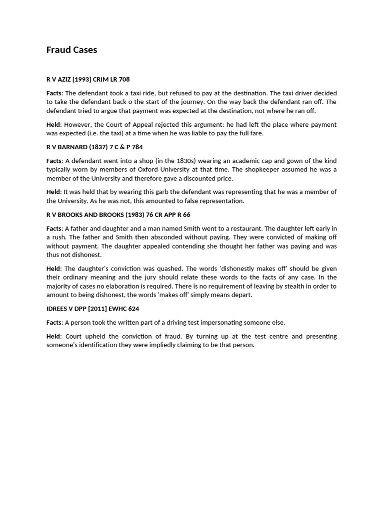 Fraud Cases | PDF