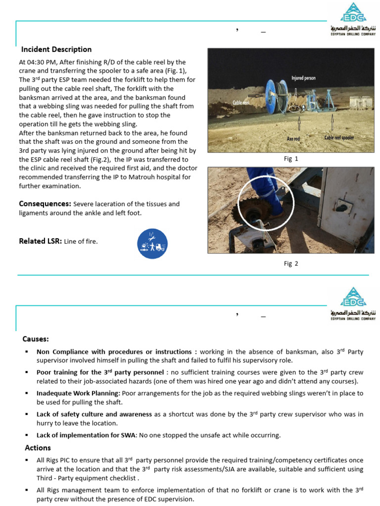 02-23 HSE Alert (The Shaft of The ESP Cable Reel Hit 3rd Party ...