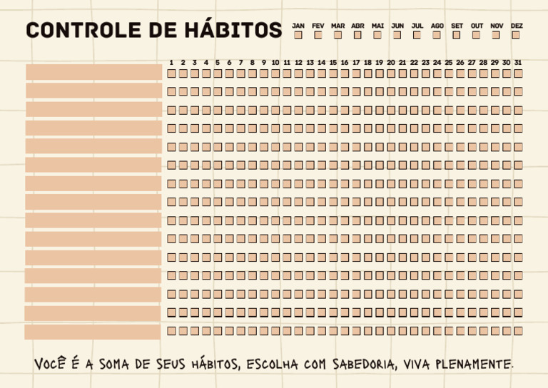 Controle de Hábitos Planner Planejador Horizontal A4 | PDF