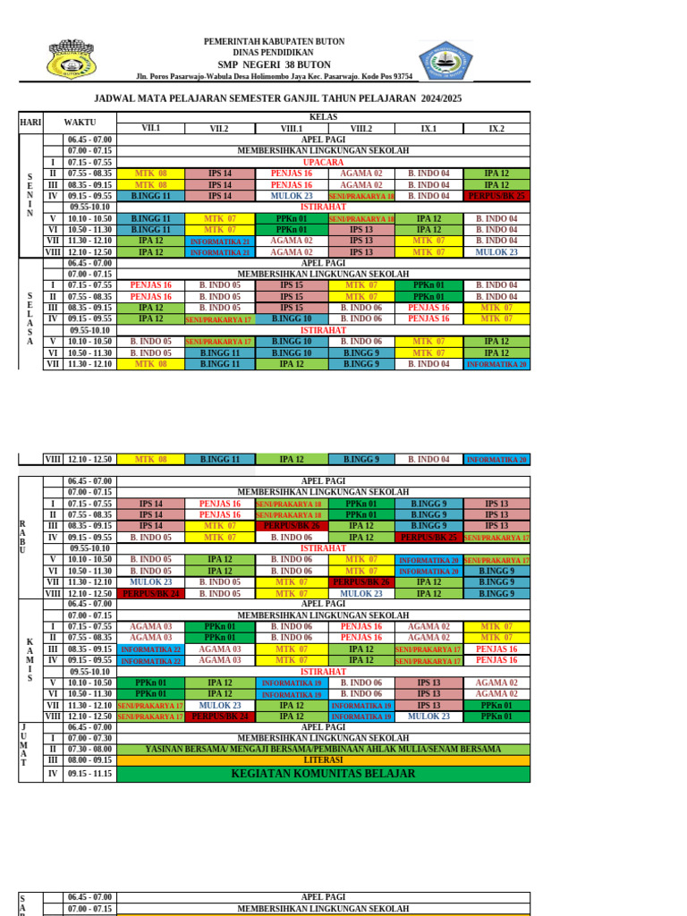 1 Revisi Roster PBM Ganjil 2024-2025 | PDF