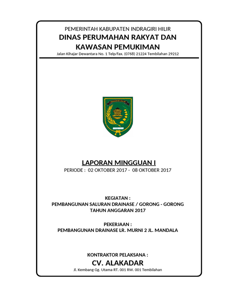 COVER LAPORAN MINGGUAN | PDF