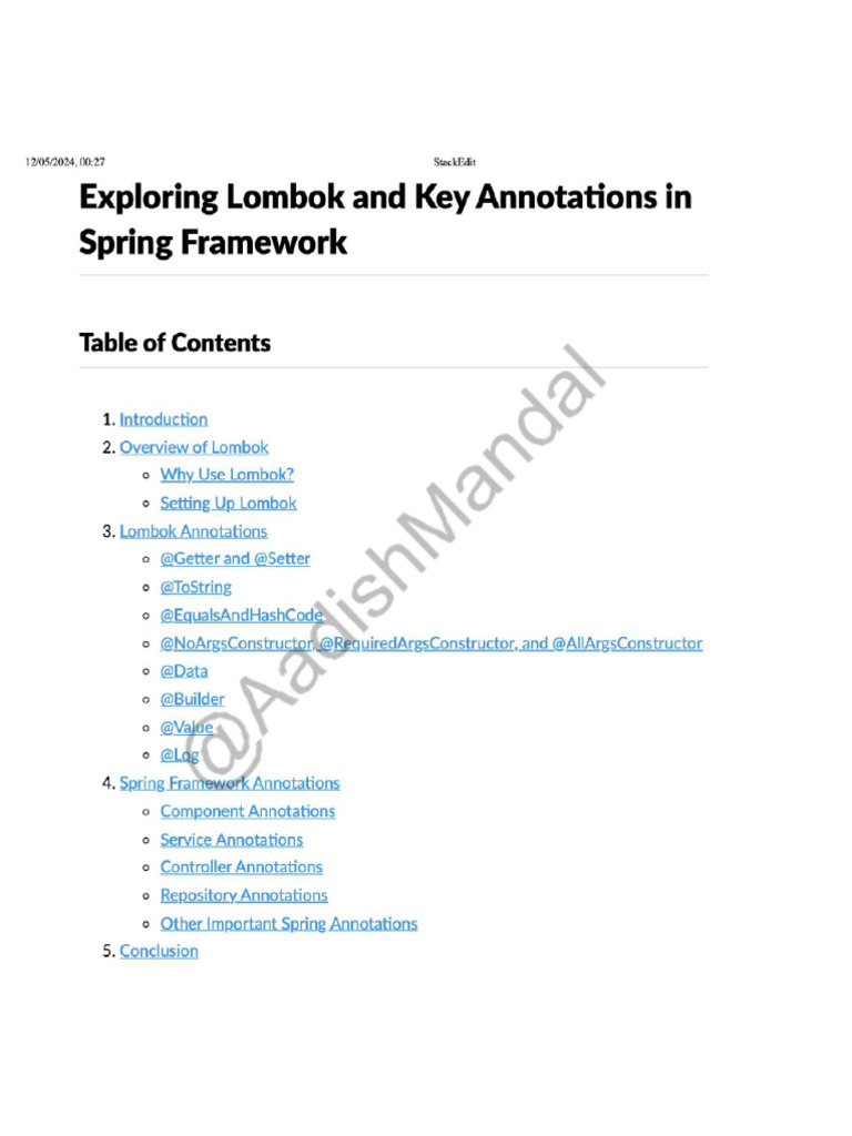 24 Annotations Lombok Component Pdf