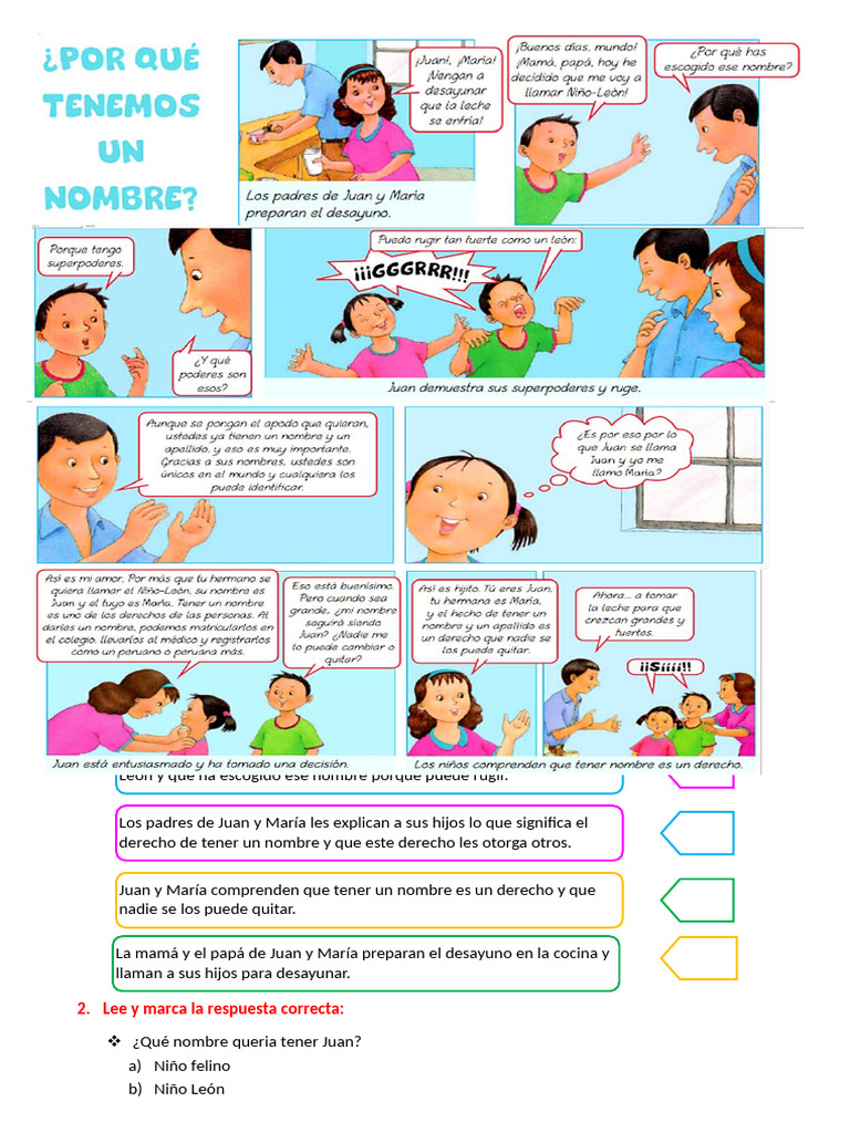 Ficha Historieta Derechos Humanos Pdf