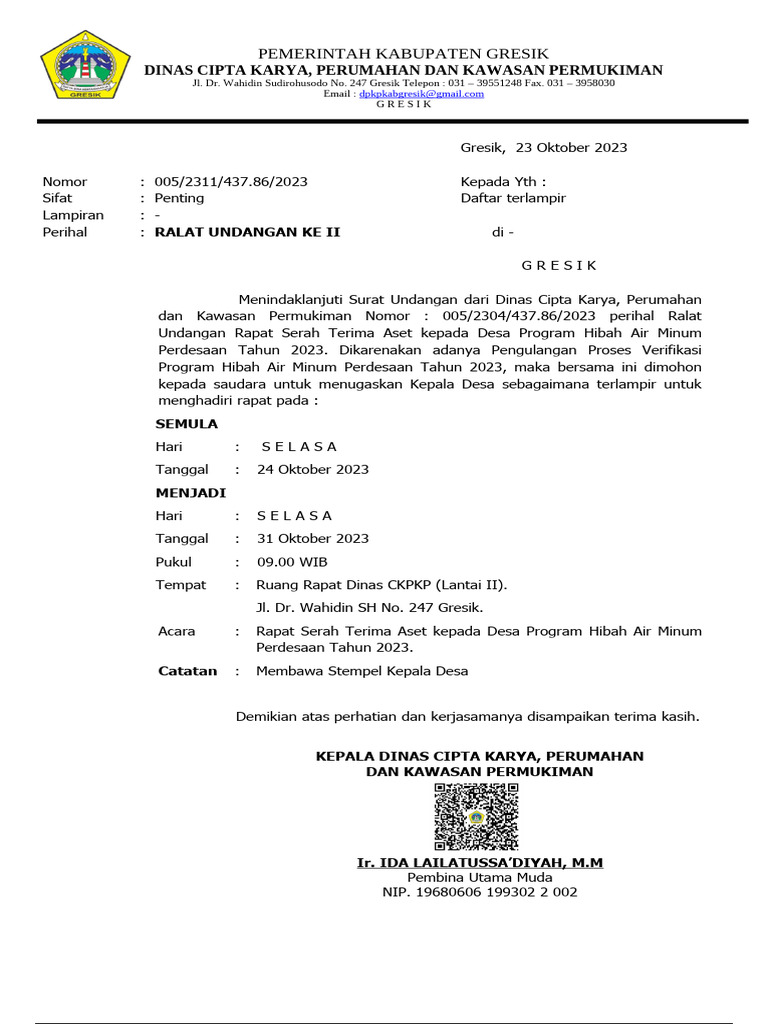 Ralat Undangan Ke Ii Serah Terima Amd TGL 31 Oktober 2023 | PDF