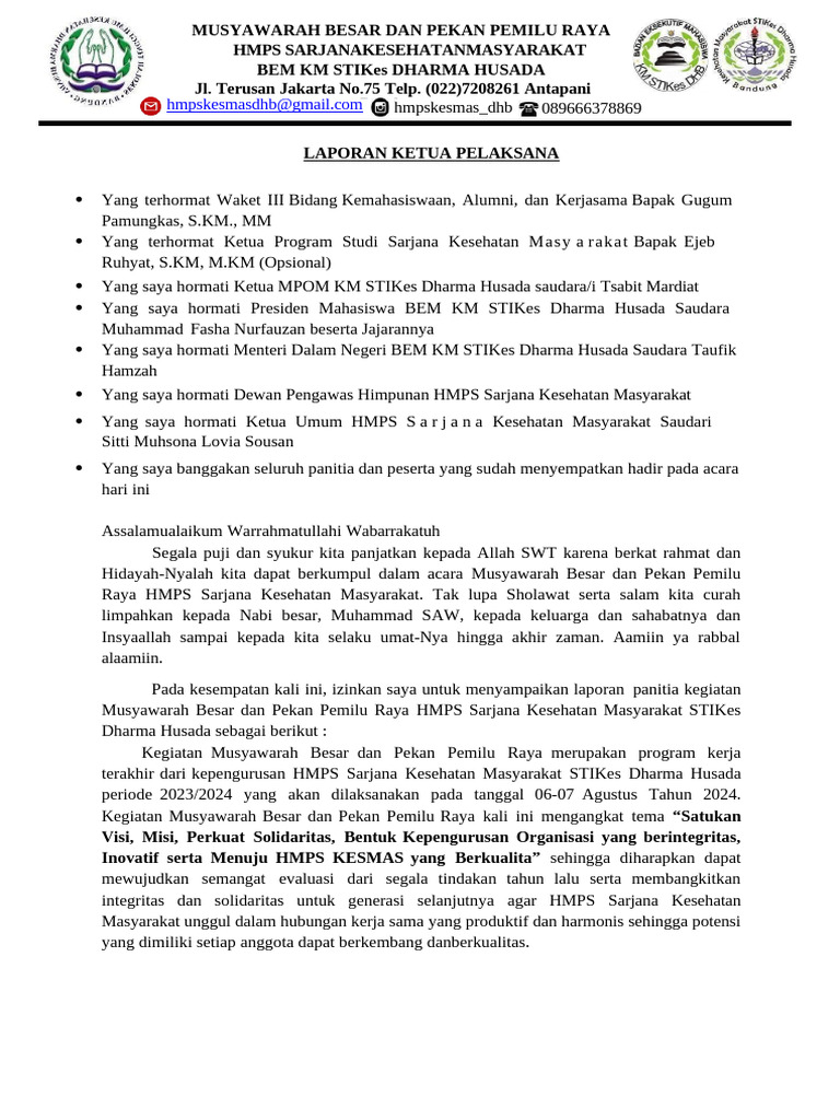 Laporan Ketuplak MUBES PPR-1 | PDF