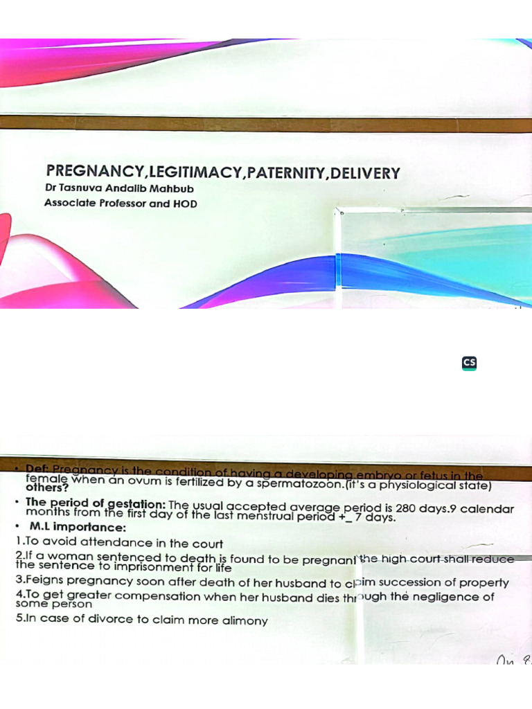 Pregnancy, Legitimacy, Paternity, Delivery | PDF