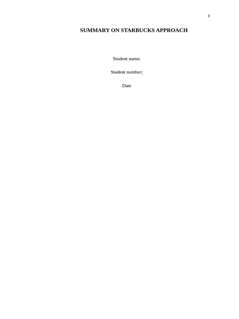 Summary On Starbucks Approach | PDF