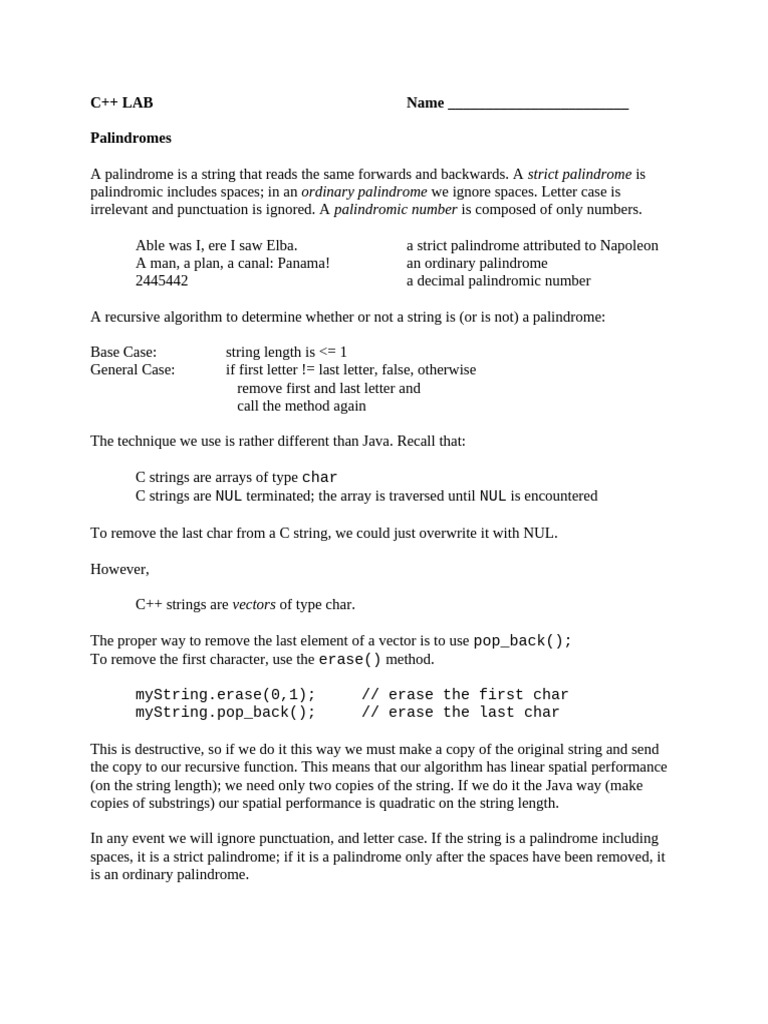Recursion - Palindromes | PDF
