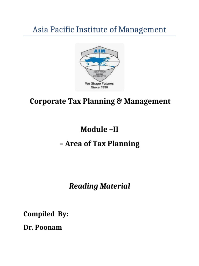 Module - II - Area of Tax Planning | PDF