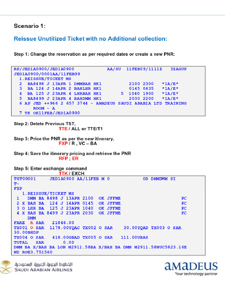 Amadeus Ticket Reissue | PDF