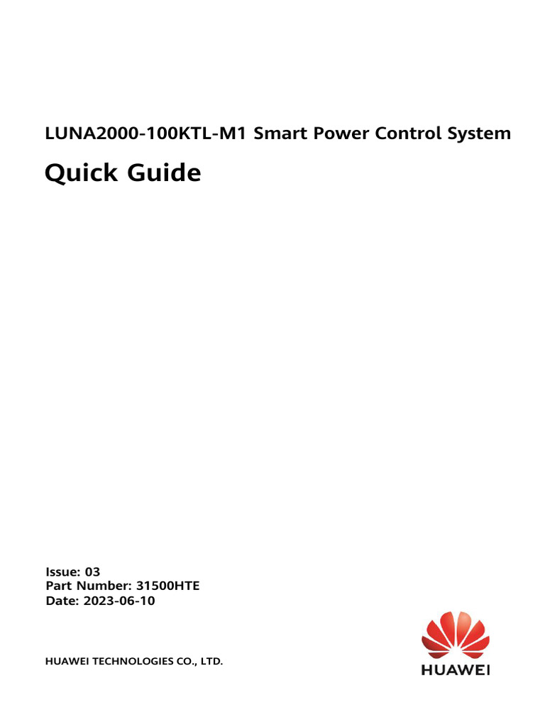 LUNA2000-100KTL-M1 Smart Power Control System Quick Guide | PDF