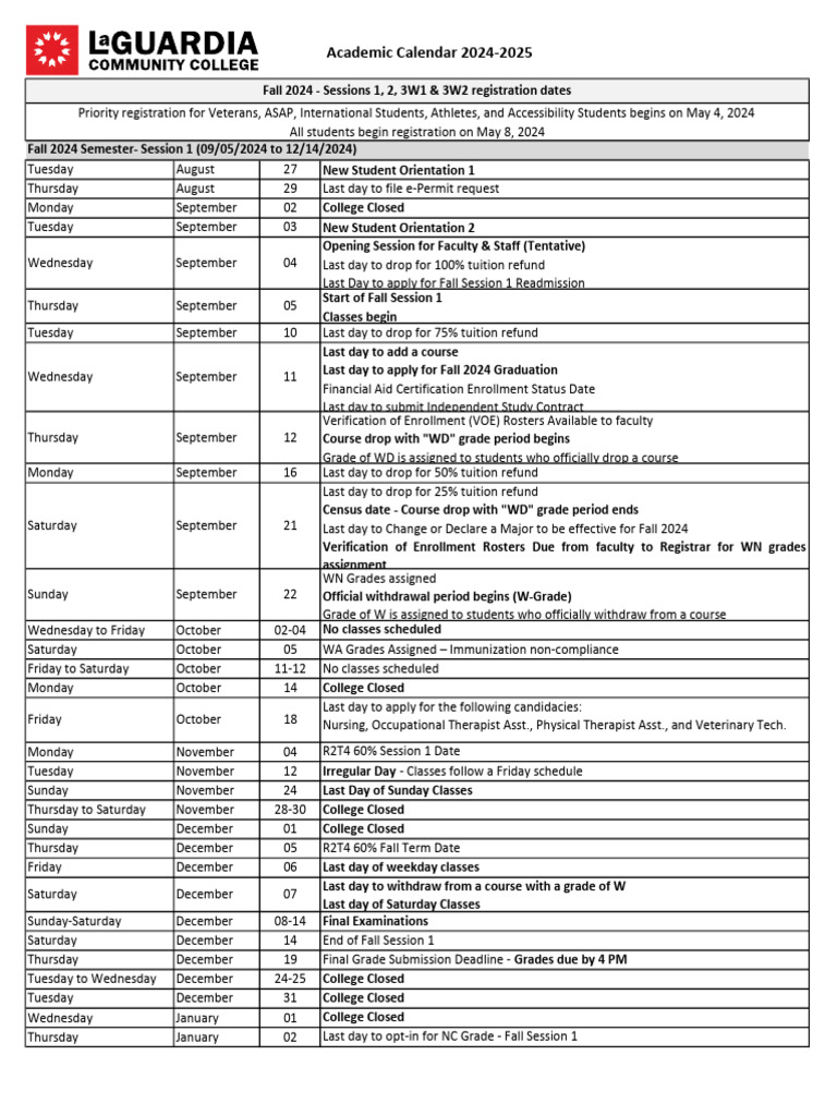 Academic Calendar 2024 2025 | PDF | Workweek And Weekend | Academic Term