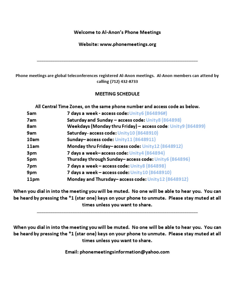 Al-Anon Phone Meetings | PDF