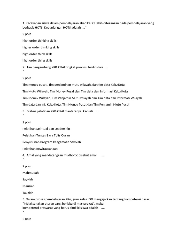 Soal PK Online Sesi 2 | PDF