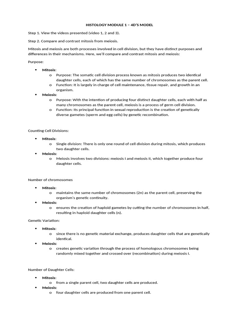 HISTOLOGY MODULE 1 – 4D’S MODEL | PDF