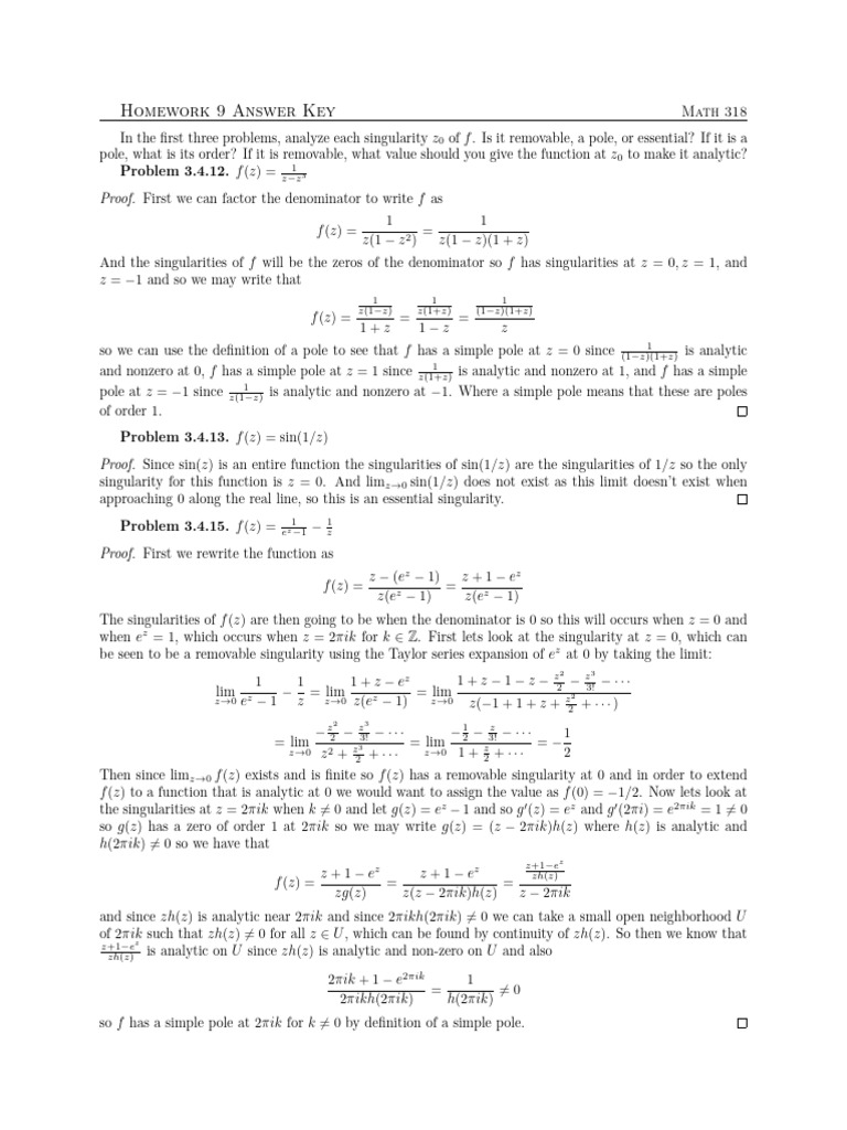 MATH 318 Homework 9solution | PDF