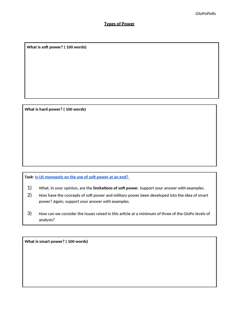 Types of Power Worksheet | PDF