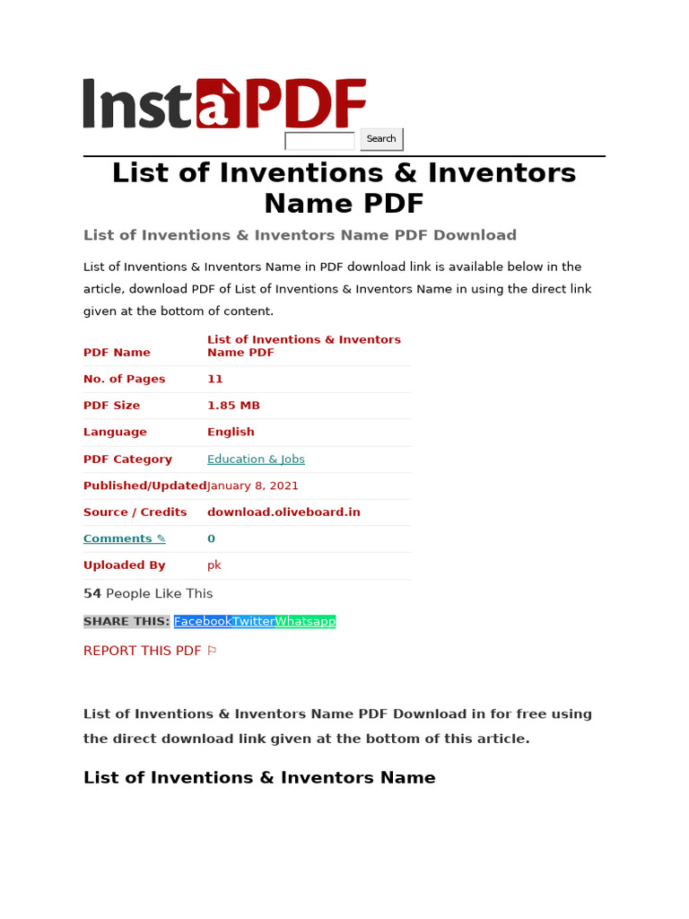 List of Inventions and Scientic | PDF