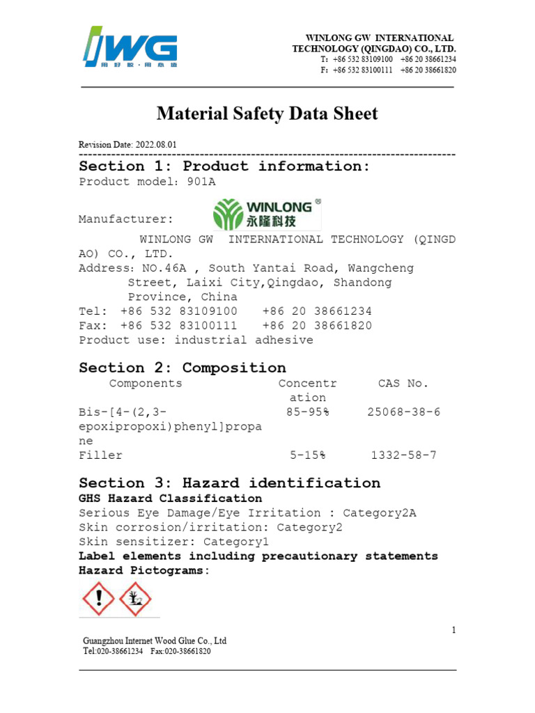 901a Msds English Yn | PDF