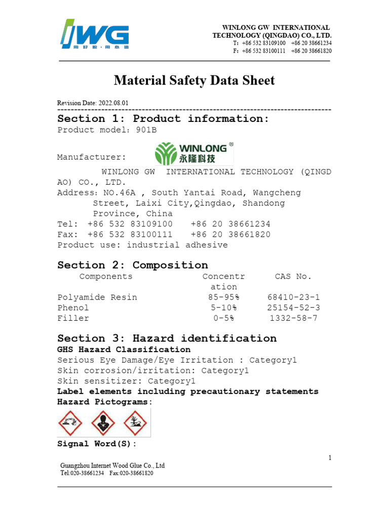 901b Msds English Yn | PDF