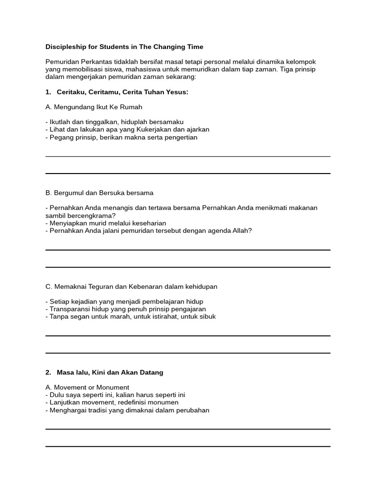 Discipleship For Students in The Changing Time (KNPS) | PDF