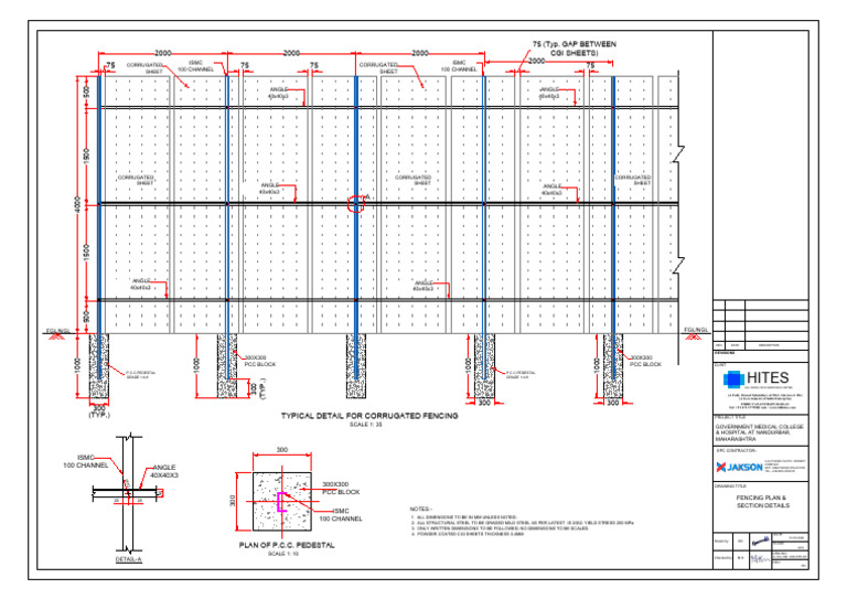 FENCING PLAN & SECTION DETAIL LAYOUT-Chain Fencing - New | PDF