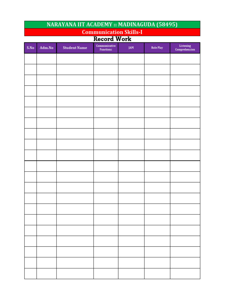 Communicative English Record Work Allotment 1300-Star | PDF