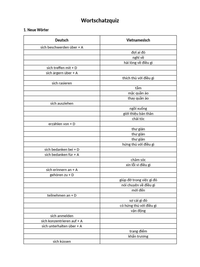 Wortschatzquiz Lek 5 A2 | PDF
