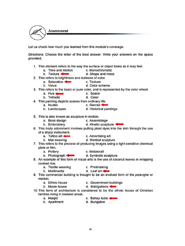Answer Key 1st Grading Contemporary Art | PDF