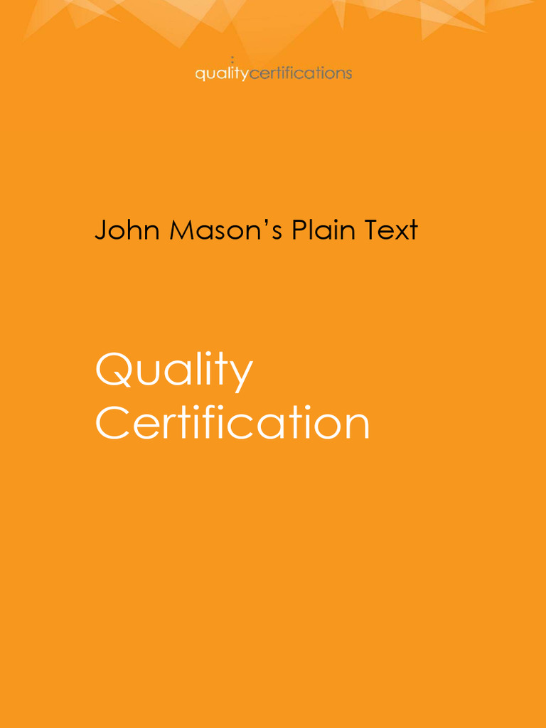 John Masons Quality Certifications - Book | PDF