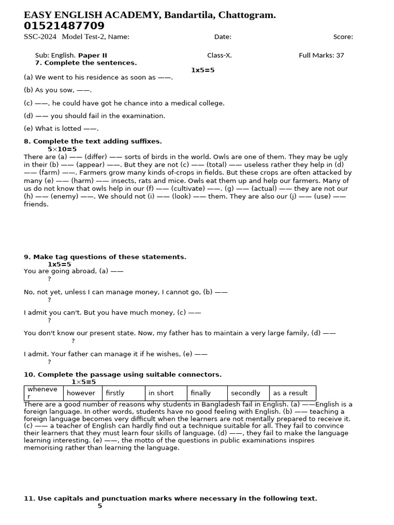 Model Test 2 SSC | PDF