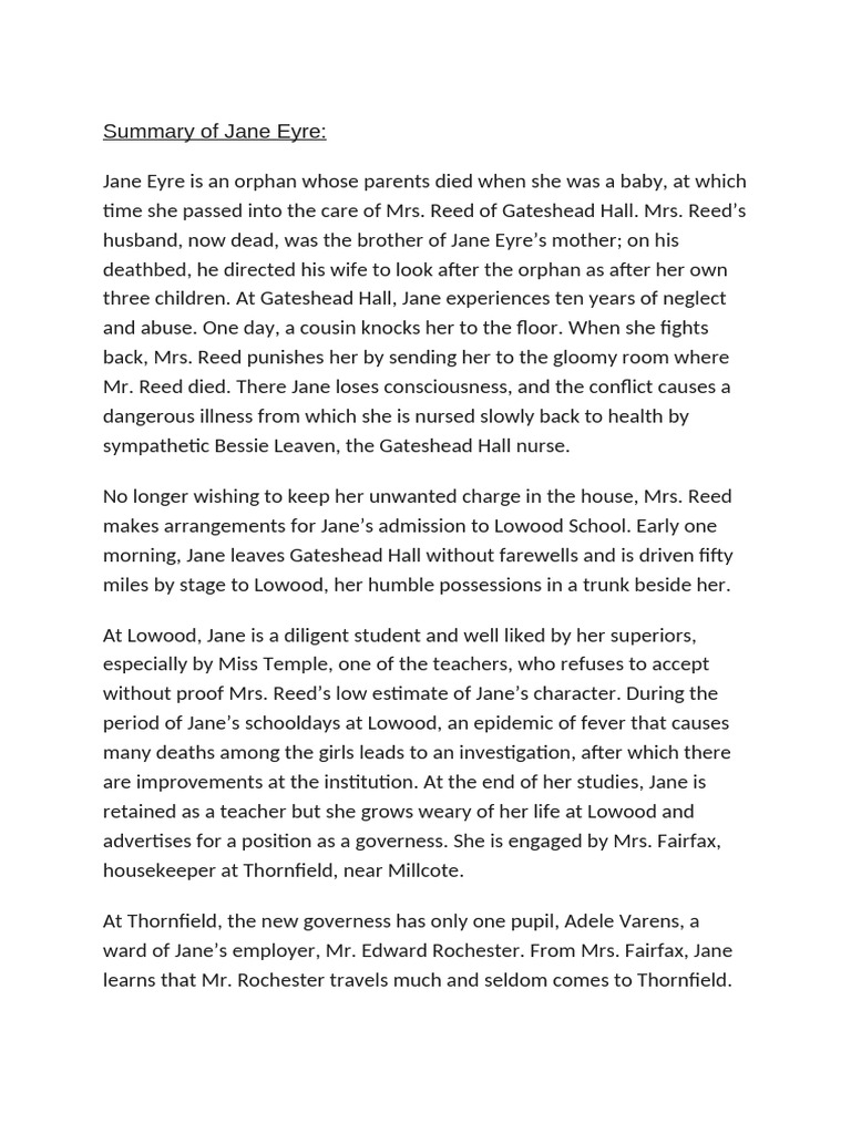 Summary of Jane Eyre | PDF