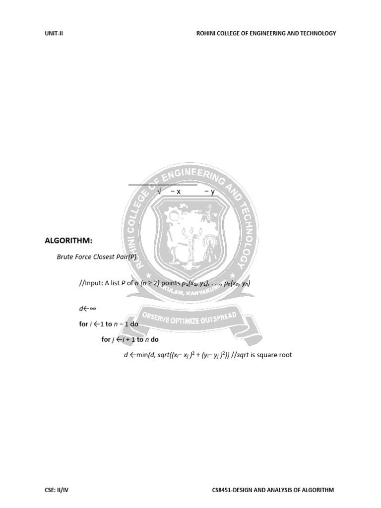 Closest Pair and Convex Hull by Brute Force | PDF