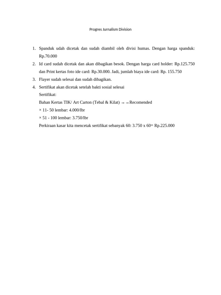 Proker Divisi Jurnalistik | PDF
