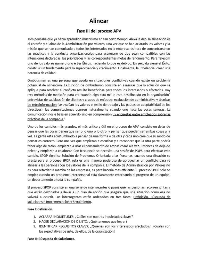 Alinear Fase III Del Proceso APV | PDF