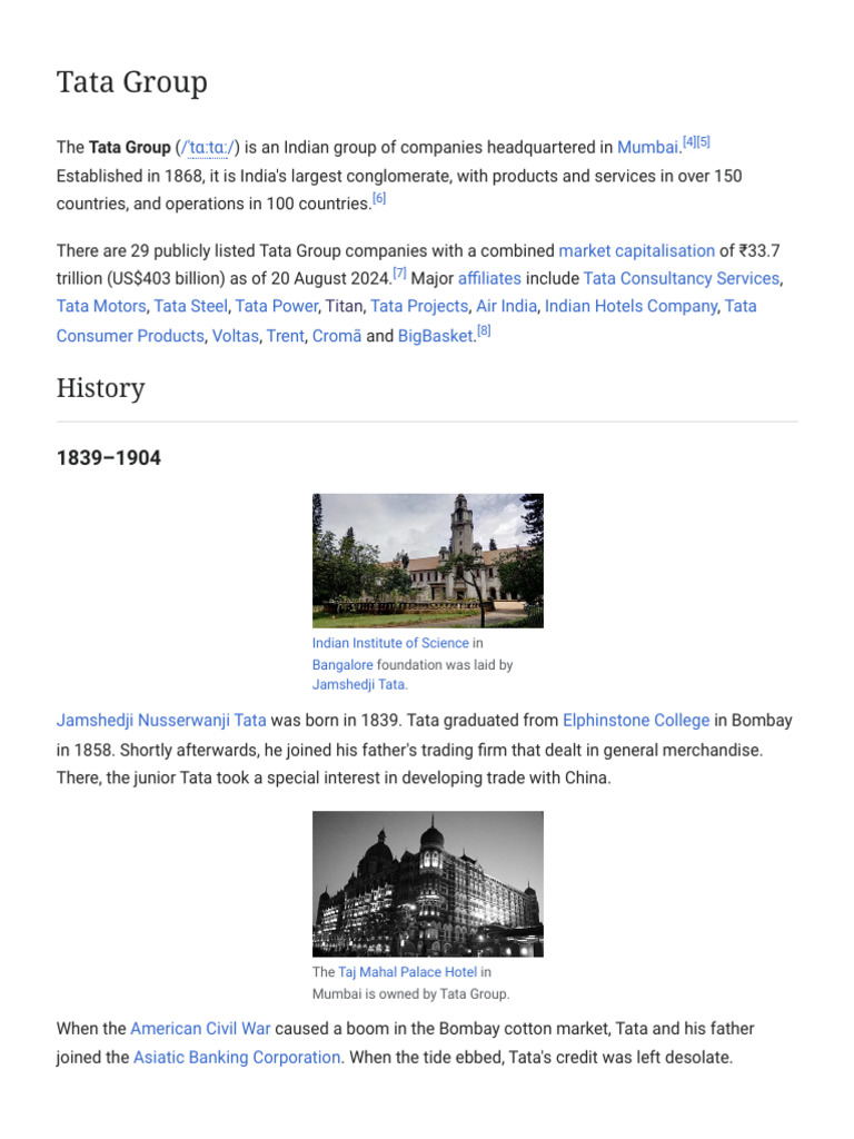 Tata Group - Wikipedia | PDF